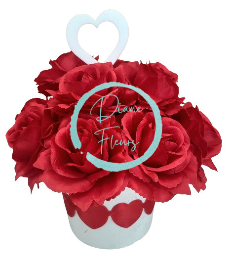 Umjetne ruže i srce u saksiji 25cm x 28cm :: {product_name}