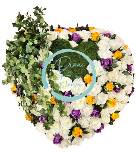 Pogrebni vijenac "Srce" od ruža i sa srcem od mahovine 80cm x 80cm ...